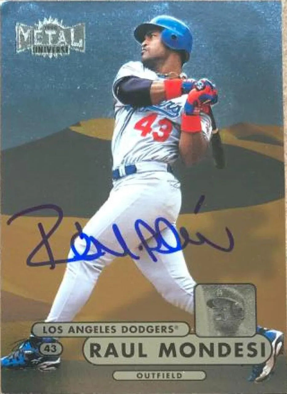 Raul Mondesi Signed 1998 Metal Universe Baseball Card - Los Angeles Dodgers Raul Mondesi Signed 1998 Metal Universe Baseball Card - Los Angeles Dodgers