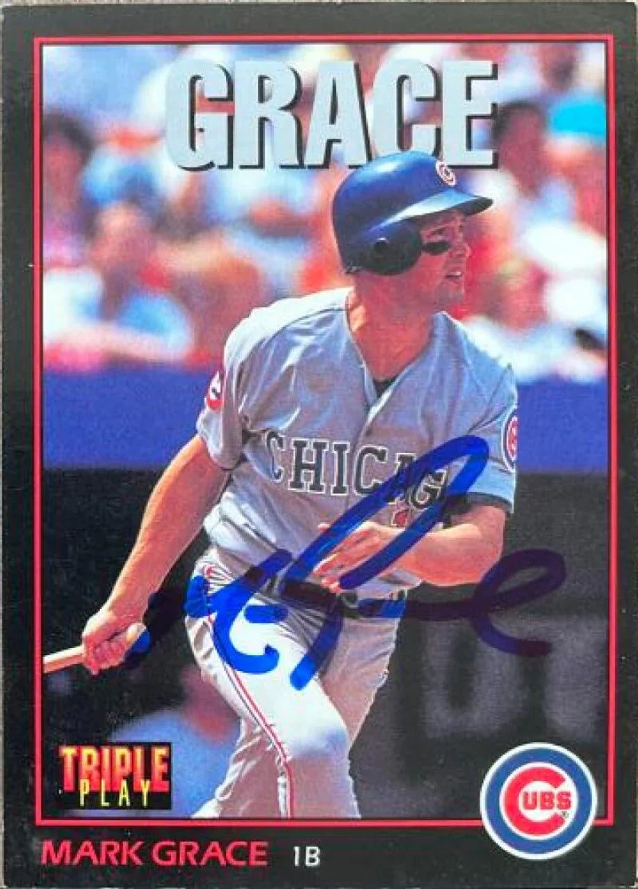 Mark Grace Signed 1993 Triple Play Baseball Card - Chicago Cubs #211