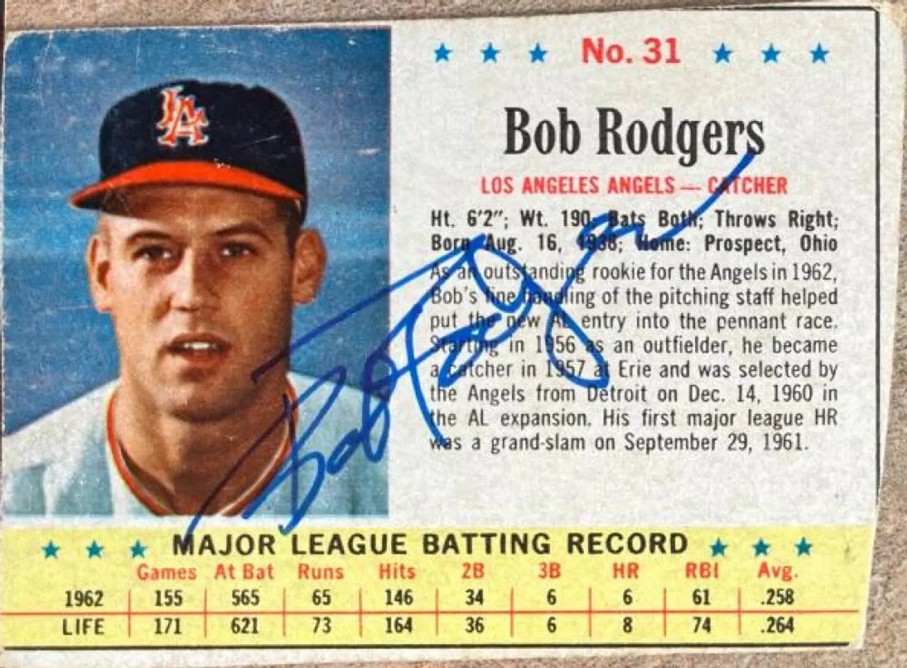 Bob "Buck" Rodgers Signed 1963 Post Cereal Baseball Card - Los Angeles ...