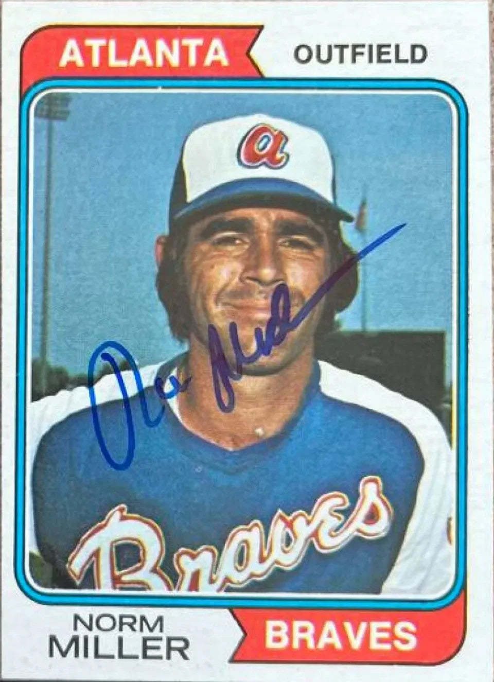 Norm Miller Signed 1974 Topps Baseball Card - Atlanta Braves