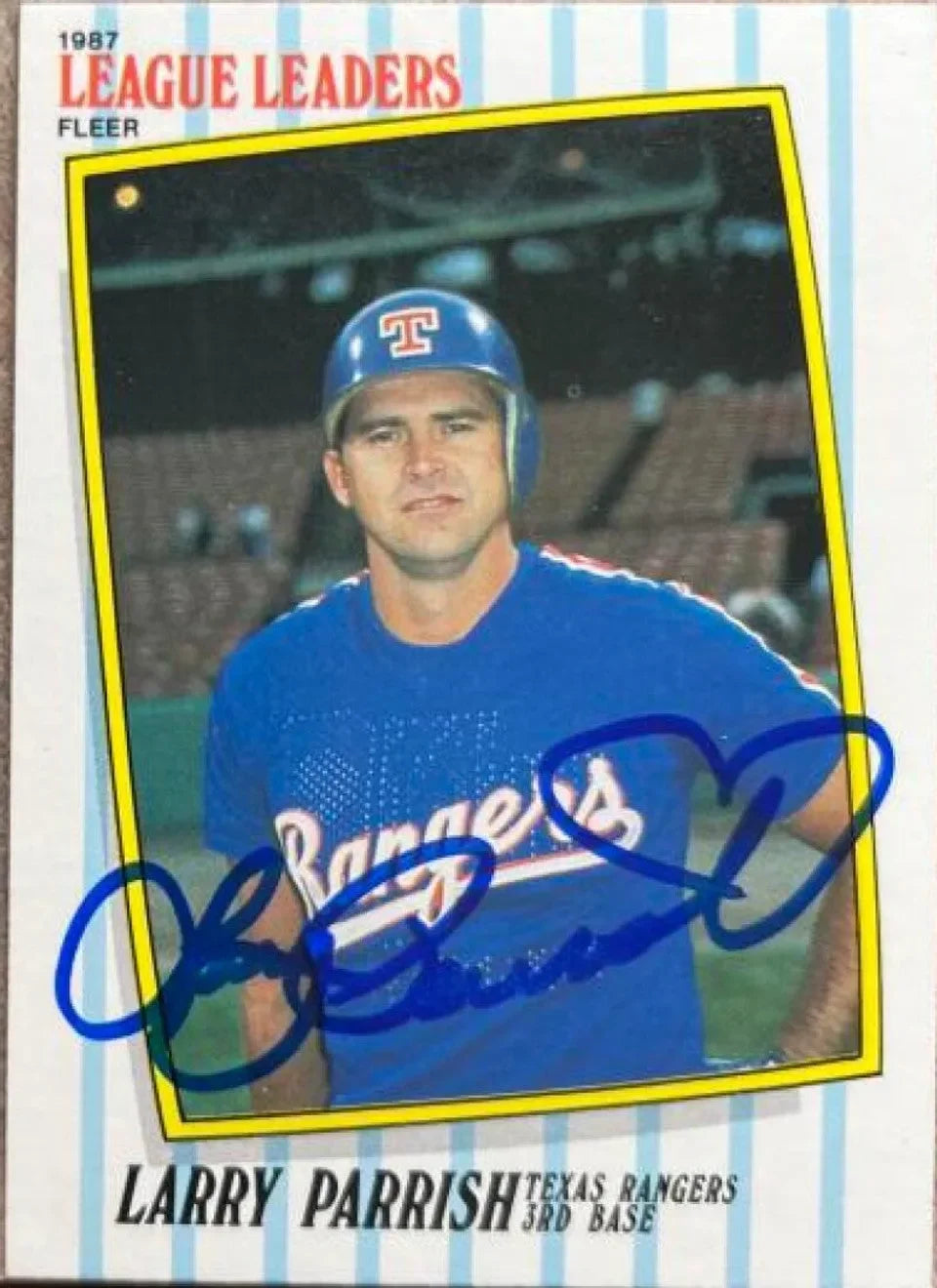 Larry Parrish Signed 1987 Fleer League Leaders Baseball Card - Texas ...