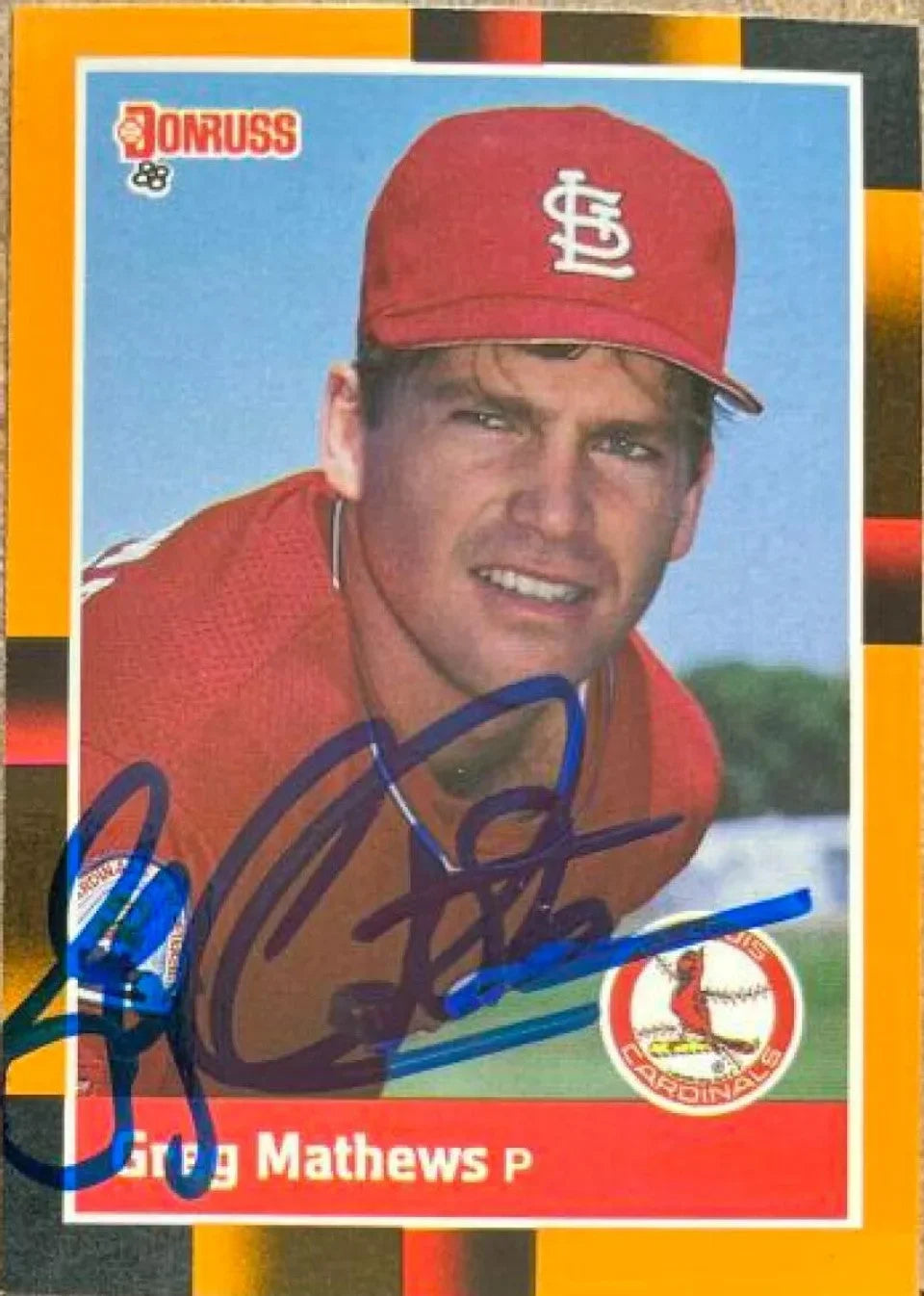 Greg Mathews Signed 1988 Donruss Baseball's Best Baseball Card - St ...