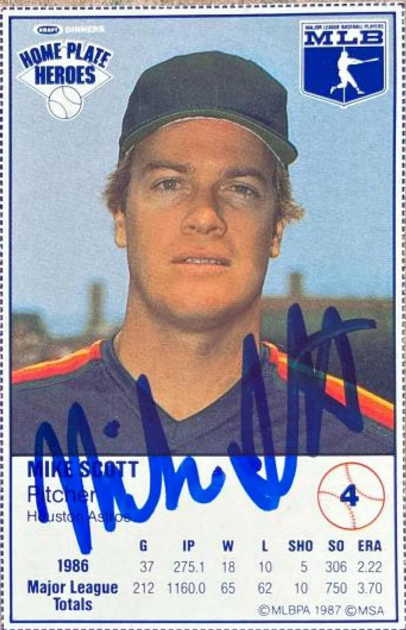Mike Scott Signed 1987 Kraft Home Plate Heroes Baseball Card - Houston ...