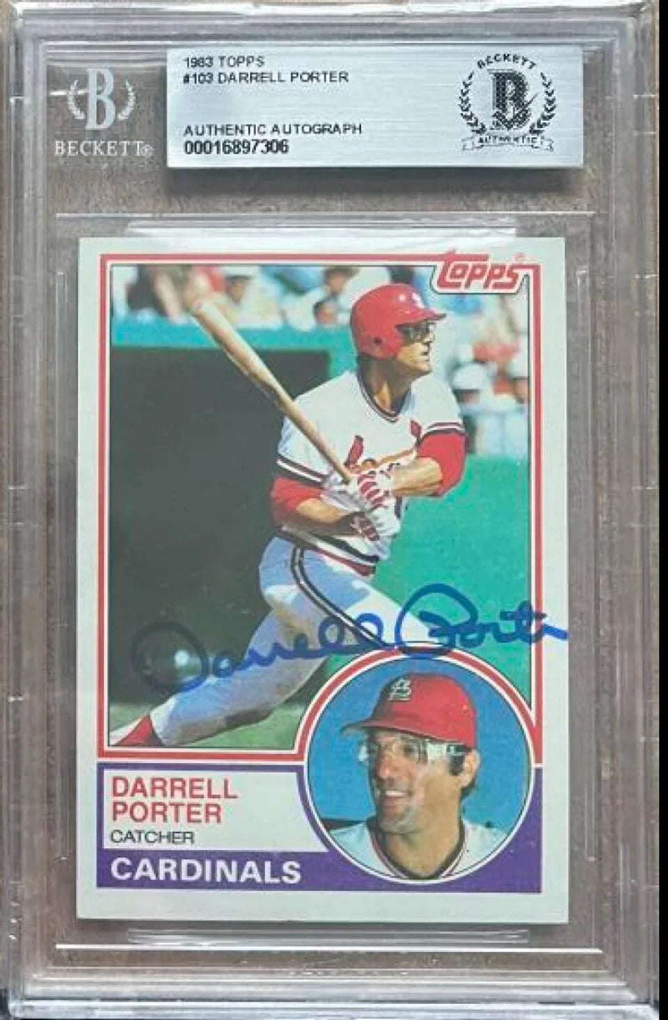 Darrell Porter Signed 1983 Topps Baseball Card - St Louis Cardinals ...