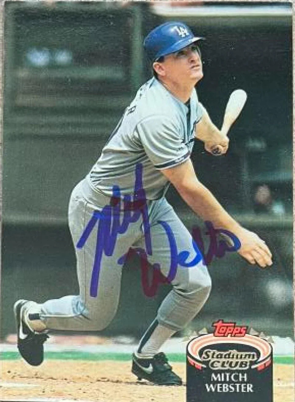 Mitch Webster Signed 1992 Stadium Club Baseball Card - Los Angeles Dod