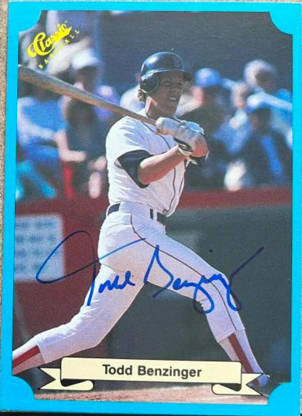 Todd Benzinger Signed 1988 Classic Blue Baseball Card - Boston Red Sox