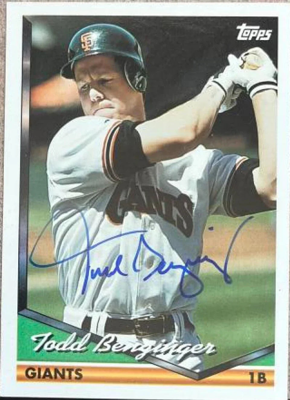Todd Benzinger Signed 1994 Topps Baseball Card - San Francisco Giants