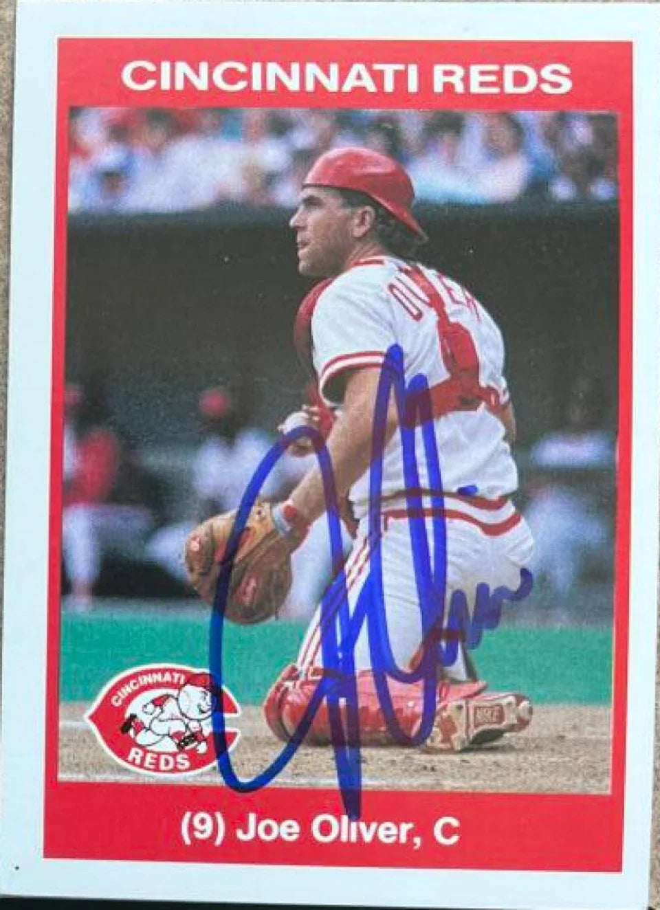 Joe Oliver Signed 1990 Kahn's Baseball Card - Cincinnati Reds