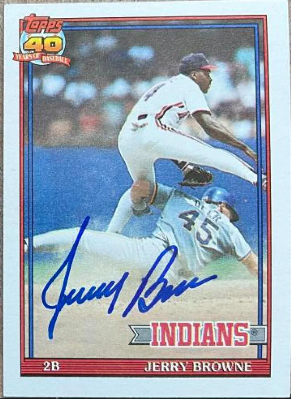 Jerry Browne Signed 1991 Topps Baseball Card - Cleveland Indians