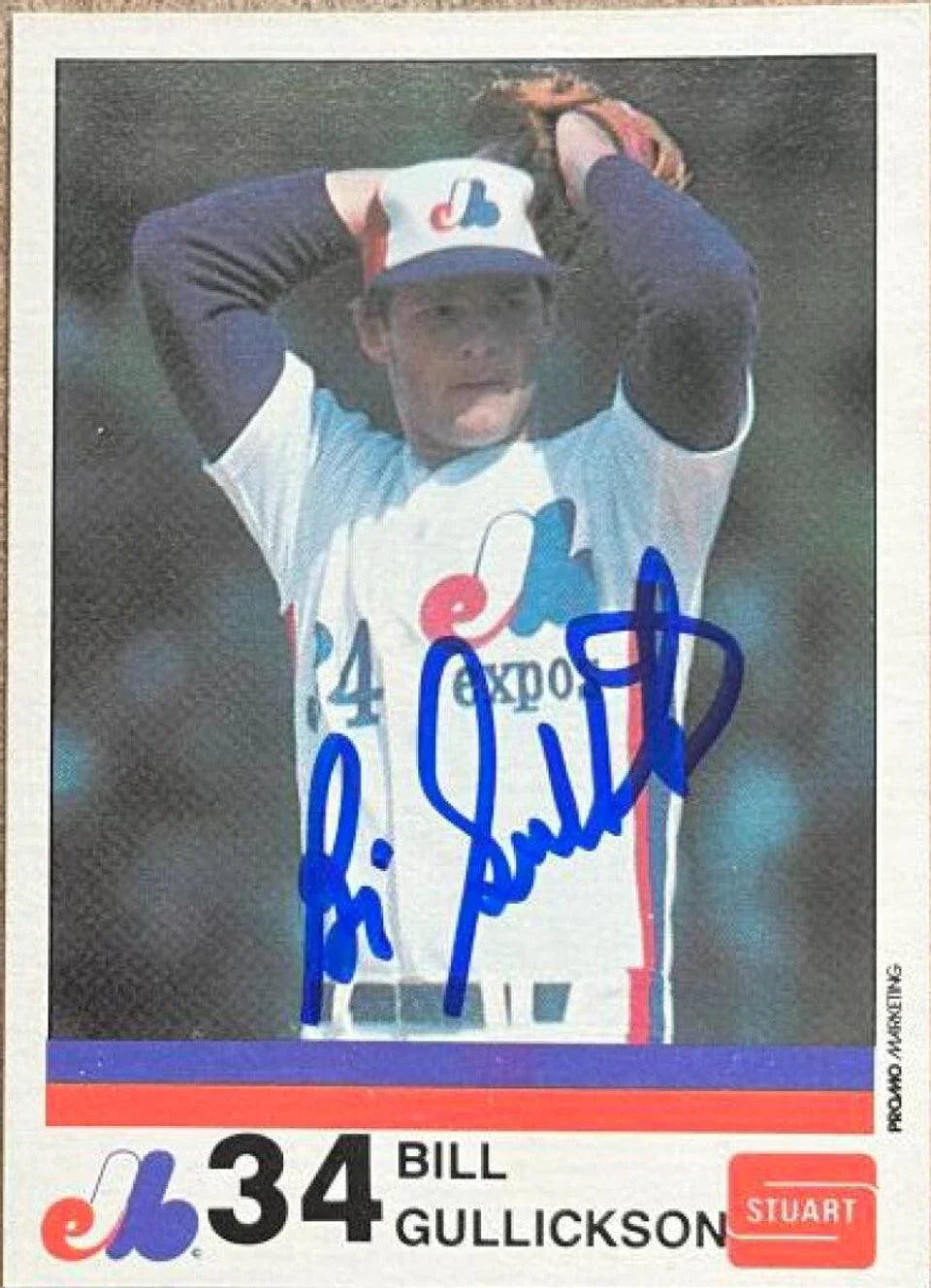 Bill Gullickson Signed 1983 Stuart Bakery Baseball Card - Montreal Exp