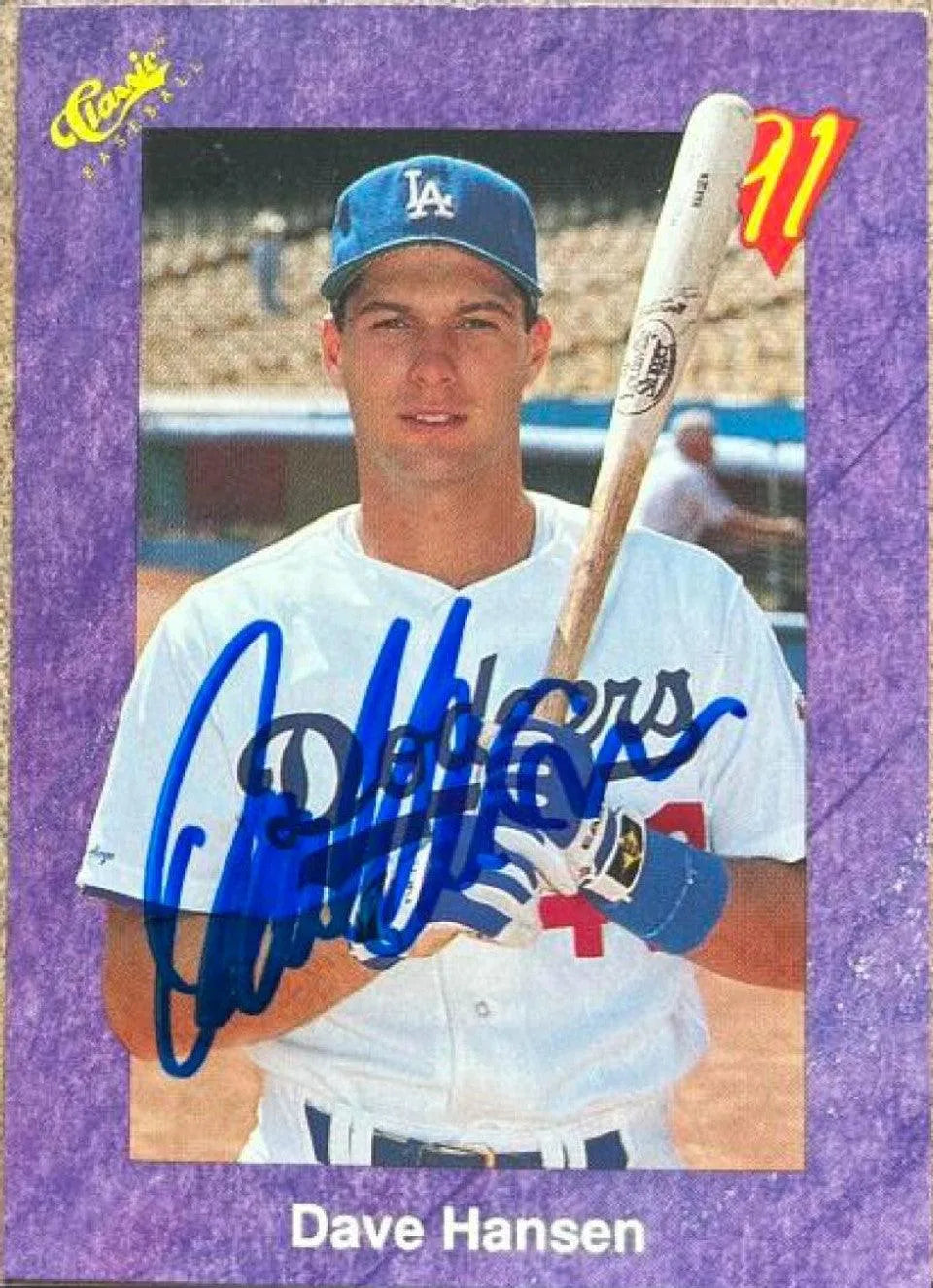 Dave Hansen Signed 1991 Classic Baseball Card - Los Angeles Dodgers