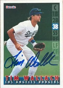 Tim Wallach Signed 1995 Bazooka Baseball Card - Los Angeles Dodgers