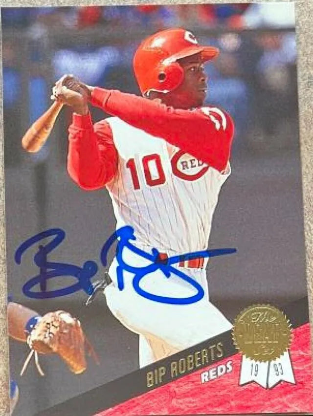 Bip Roberts Signed 1993 Leaf Baseball Card - Cincinnati Reds