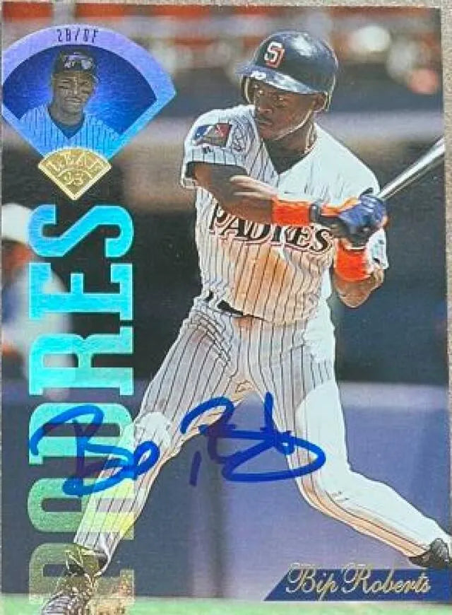 Bip Roberts Signed 1995 Leaf Baseball Card - San Diego Padres