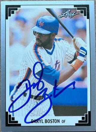 Daryl Boston Signed 1991 Leaf Baseball Card - New York Mets