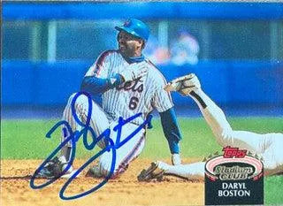 Daryl Boston Signed 1992 Stadium Club Baseball Card - New York Mets