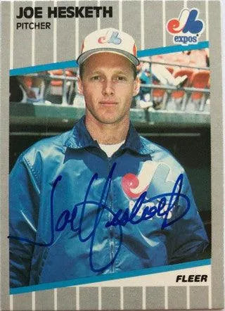 Joe Hesketh Signed 1989 Fleer Baseball Card - Montreal Expos
