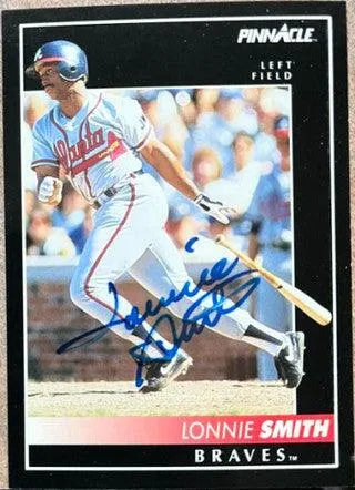 Lonnie Smith Signed 1992 Pinnacle Baseball Card - Atlanta Braves