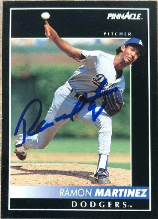 Ramon Martinez Signed 1992 Pinnacle Baseball Card - Los Angeles Dodgers
