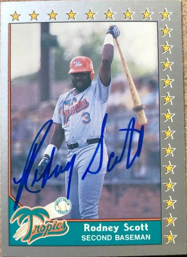Rodney Scott Signed 1990 Pacific Senior League Baseball Card